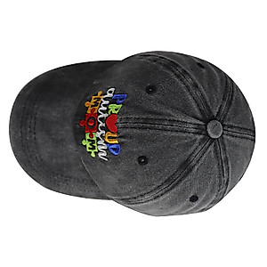 Autism Gifts for Mom, Proud Autism Mom Hat, Adjustable Washed Cotton Embroidered Puzzle Graphic Love Autistic Mama Baseball Cap, Autism Awareness Gifts for Women Mother Grandma Friends