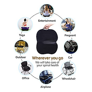 Travel Ease Memory Foam Orthopedic Coccyx Seat Cushion, Seat Cushion for Lower Back Pain and Sciatica Tailbone Pain Relief – Fit for Office Chair, Car Seat, Wheelchair (Black)