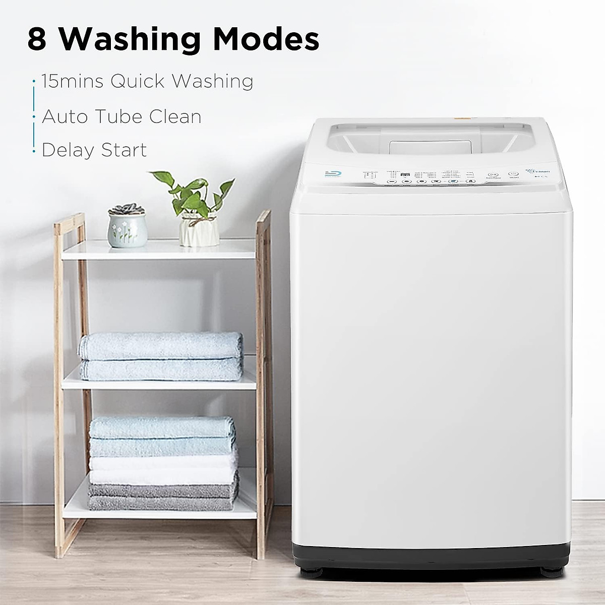 Smileader Washing Machine 2.0 Cu.Ft. Mini Compact Full Automatic lavadora portatil for Apartments, RV, Dorms Portable Washer, White Black