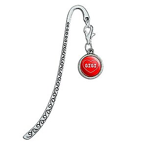 Metal Bookmark Page Marker with Charm I Love Heart Names Female G Geor - Gigi