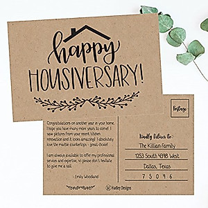 25 Kraft Happy Home Anniversary Realtor Cards, Blank Greeting House Postcards, Bulk Real Estate Thank You Notes, Welcome Home Realtor Gifts Stationery, New Realtor Gifts For Clients, Housiversary Card