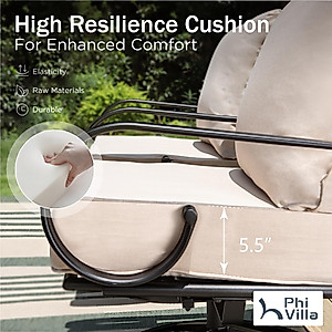 PHI VILLA 4 Pieces Extra Large Patio Outdoor Furniture Sets, Heavy Duty Patio Conversation Sets for 5, 1x 3-Seat Outdoor Sofa, 2 Armchairs and 1 Coffee Table for Backyard, Porch and Garden