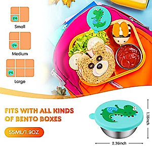 Kids Salad Dressing Container to Go 6 Pack 1.8oz Small Stainless Steel Sauce Cups Condiment Container with Lids Dinosaur Leakproof for Girls Kids Lunch Bento Box