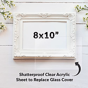 SimbaLux Acrylic Sheet Clear Cast Plexiglass 8” x 10” 0.08” Thick (2mm) Pack of 5 Transparent Plastic Plexi Glass Board with Protective Paper for Photo Frame Replacement, DIY Display Projects, Craft