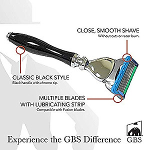 G.B.S Men's Shaving Razor, Sleek Style Handle Compatible With 5 Blade Razor Blades, Black