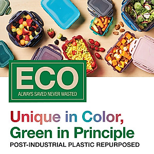 LocknLock Eco Square Food Containers with Lids Set of 5 - Plastic Airtight & Watertight Food Storage Containers, BPA Free & Dishwasher Safe, 5 x 870ml