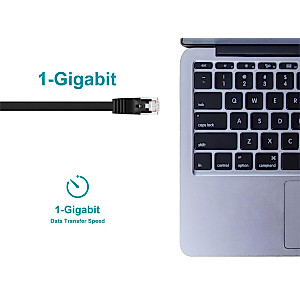 Monoprice - 109551 Cat5e Ethernet Patch Cable - Network Internet Cord - RJ45, Flat,Stranded, 350Mhz, UTP, Pure Bare Copper Wire, 30AWG, 14ft, Black