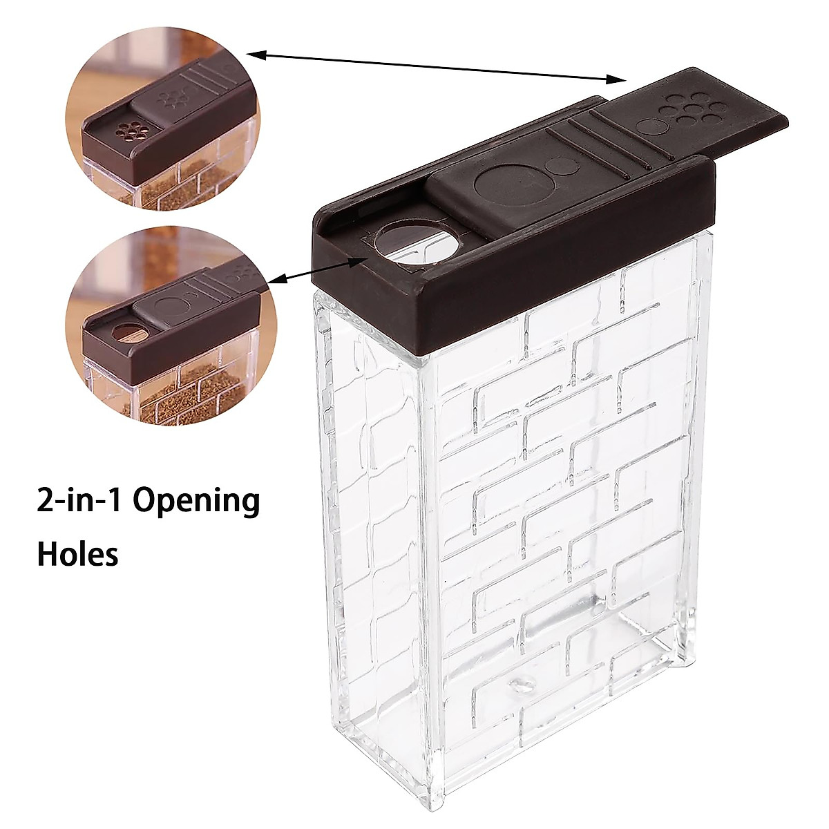 TOPZEA 12Pcs Spice Shaker Jars, Travel Seasoning Box with 2-in-1 Lids Empty Condiment Set Plastic Seasoning Storage Container Dispenser for Spice, Salt and Pepper, Clear