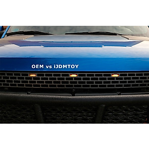 iJDMTOY 75-123-Smoked-Amber 3pc Dark Smoked Lens Amber Full Front Grille Driving Light Kit for 2010-14 & 2017-up Ford Raptor (Powered by 36 Pieces of SMD LED Diodes)