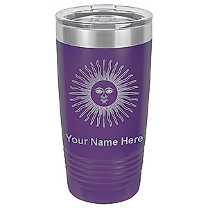 LaserGram 20oz Vacuum Insulated Tumbler Mug, Flag of Argentina, Personalized Engraving Included (Dark Purple)