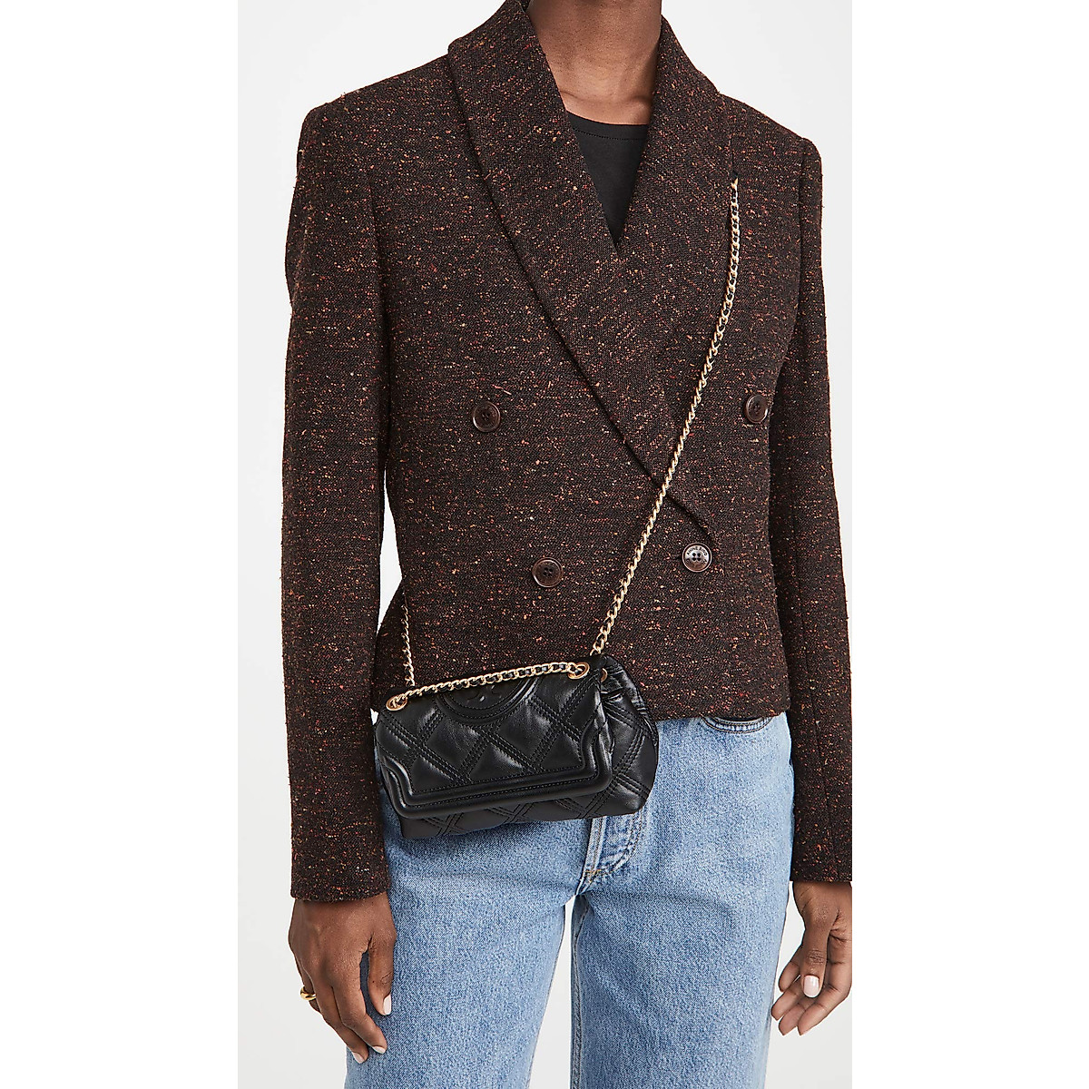 Tory Burch Women's Fleming Soft Mini Bag, Black, One Size