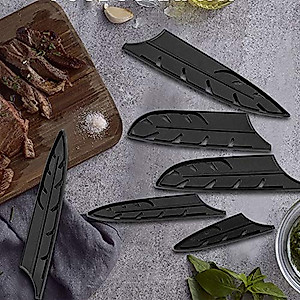 XYJ Knife Sheath Set of 12 Knife Edge Guards Blade Protector Knife Cover for Stainless Steel Paring Santoku Utility Slicing Chef Knife Plastic Knife Case Black White
