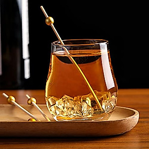 200 Pcs Cocktail Picks, 4.7 Inch Toothpicks for Appetizers, Bamboo Cocktail Sticks Skewers for Drinks, Desserts, Charcuterie, Wedding Party Fancy Toothpicks, Gold Pearl Mini Food Picks Decorative