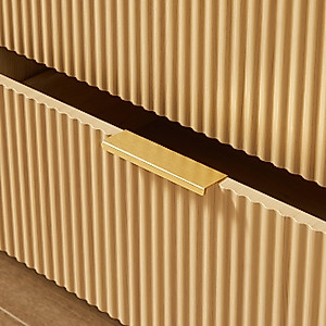 Bedroom Dresser, 6 Double Dressers with Wavy Drawers, Wooden Chest of Drawers for Children's Room, Living Room, Entrance and Hallway, Natural, 47.2''W x 15.8''D x 31.7''H