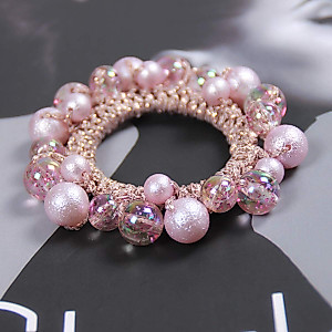 BENPIN Pearl Hair Ties Elastic (4Pcs), Pretty Fancy Hair Scrunchies Hair bands Ponytail Holder Cute Fashion Hair Accessories Ideal For Women Girls Kids (Type 1918)