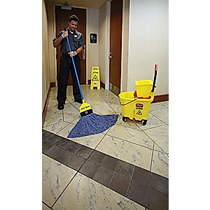 Rubbermaid Commercial Products WaveBrake 26 Qt. Side-Press Mop Bucket and Wringer Combo on Wheels, Yellow, for Professional/Industrial/Business Heavy-Duty Floor Cleaning/Mopping