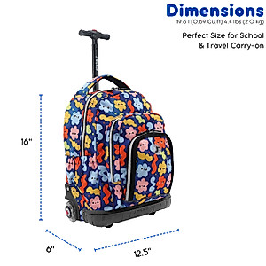 J World New York Kids' Lollipop Rolling Backpack & Lunch Bag Set, Elephant, One Size