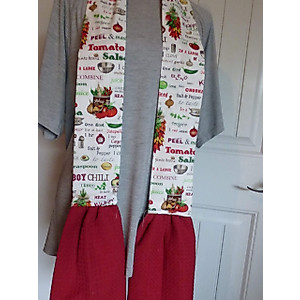 Chili Recipe Kitchen Boa with Red Towel, Neck Apron, Neck Towel, Kitchen Scarf, Chef's Towel, Gifts under $25, Ships Same/Next Day!