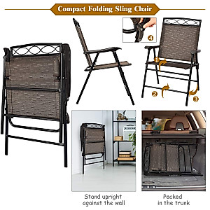 renatone 3 Piece Patio Bistro Set, Outdoor Bistro Dining Furniture Set Table & Folding Chairs for Garden, Pool, Backyard, Tempered Glass Tabletop with Umbrella Hole