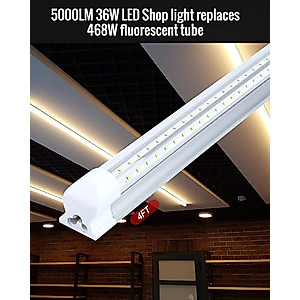 TIMIKEY 10 Pack LED Shop Lights,6500K 5000LM 4FT 36W Super Bright Strip Fixture,FCC&ETL No Interference,Plug&Play Ceiling Lighting is idea for Garage,Cabinet,Shop, Workbench,Warehouse