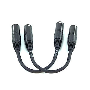 Suanqi 060 XLR Adapter Male to Male, XLR 3pin Male Panel Mount 6 inches 3 pin XLR Extension shunt Cable 2 Pack