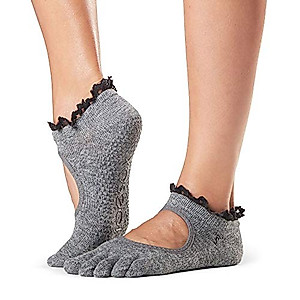 toesox Women's Bella Full Toe Grip Non-Slip for Yoga, Pilates, Barre, Ballet Toe Socks, Medium, Melody