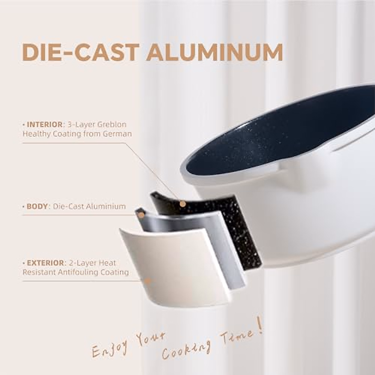 FPANO 2 QT Sauce pan with Lid, 2 Quart Die-Cast SaucePan Milk Pots, Small Soup Pot with Soft Touch Handle, Non-Toxic Kitchen Cookware for Boiling Gravies, Pasta, Noodles, Induction Campatible