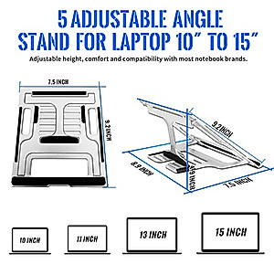 Laptop Stand,Portable Laptop Stand for Desk, Adjustable Folding Aluminum Computer Stand Desktop Riser,Multi-Angle Ergonomic MacBook Holder,Upgraded Design Makes Laptop Holder More Stability