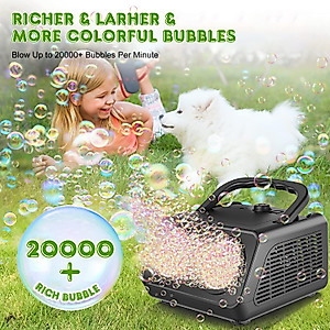 Zerhunt Bubble Machine| 20000+ Bubbles Per Minute Bubble Machine Blaster for Kids| Electric Bubble Blower Maker Operated by Plugin or Batteries| Bubble Toys for Indoor Outdoor Birthday Party（Black）