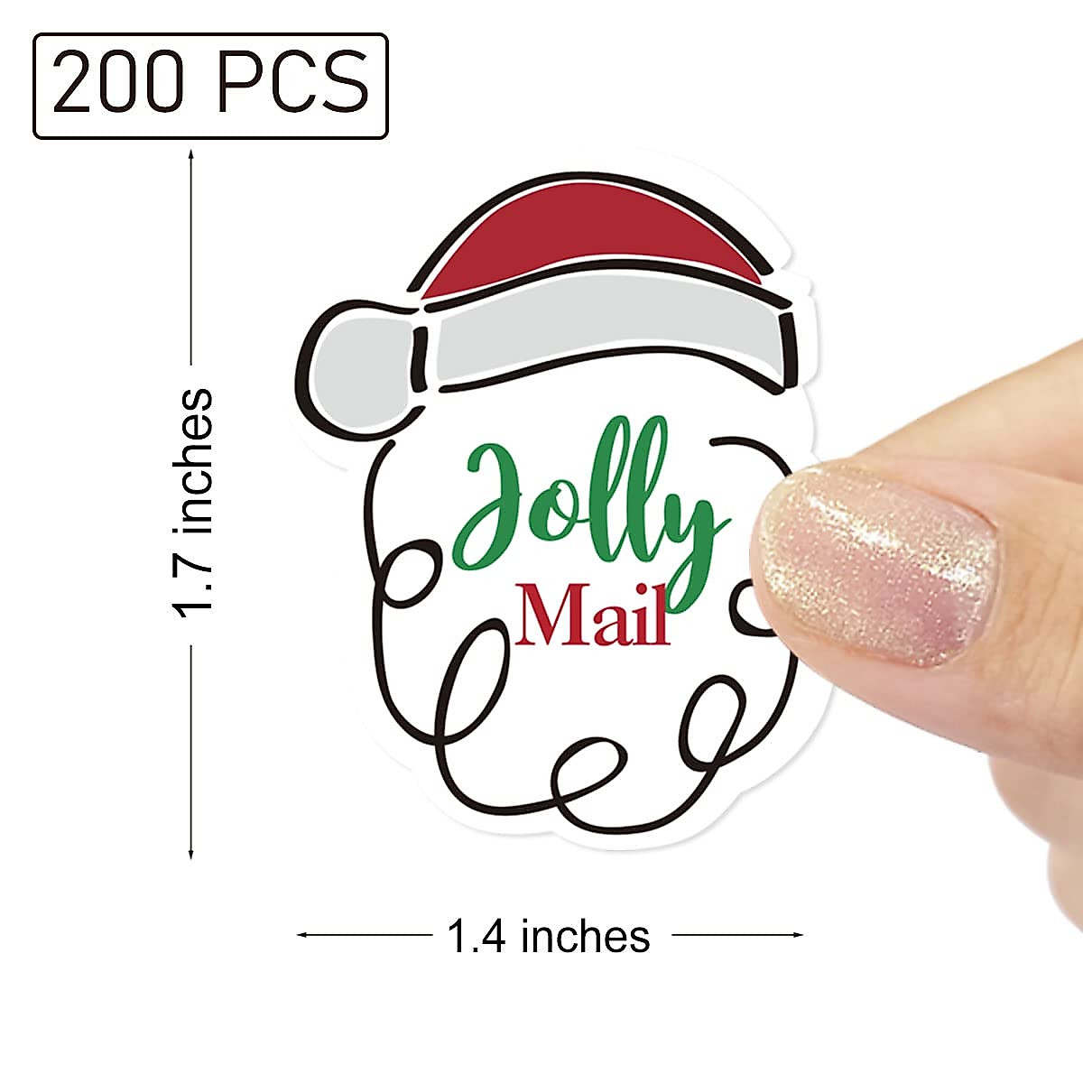 200 PCS Jolly Mail Cute Christmas Hat Stickers,Cute Small Business Envelopes Stickers for Business Packages/Handmade Goods/Bags,Christmas Theme Small Shop Business Stickers for Envelopes Seals