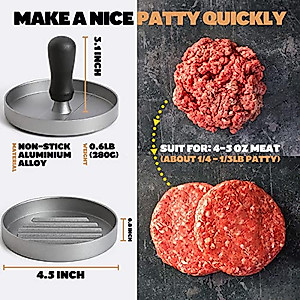 LISOS Burger Press 100 Patty Papers Set I Non-Stick Hamburger Patty Maker Mold Ring for Beef Veggie Burger BBQ Barbecue Grill BPA Free Dishwasher Safe