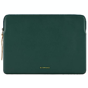 Comfyable Slim Protective Laptop Sleeve 13-13.3 Inch Compatible with 13 Inch MacBook Pro & MacBook Air, PU Leather Bag Waterproof Cover Notebook Computer Case for Mac, Green