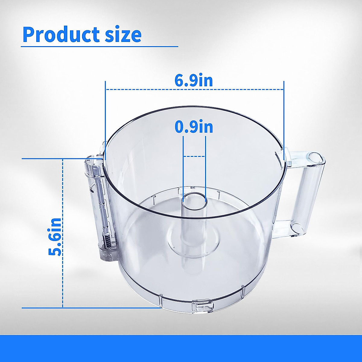 Vanshly DLC-005AGTX,14-Cup Food Processor Work Bowl Compatible with Cuisinart DLC-7 & DFP-14，NOTE:This bowl features 2 tabs on the top rim of the workbowl