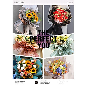 XICHEN 100 Sheets /10 Colors Gold Edge Flower Wrapping Paper,Florist Bouquet Supplies,DIY Crafts,Gift Packaging or Gift Box Packaging, Waterproof Floral Wrapping Paper 22.8x22.8Inch