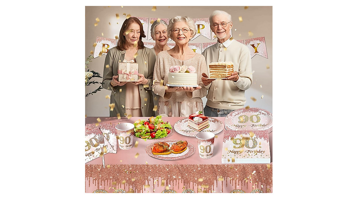 Visgo 90th Birthday Party Supplies - 122 PCS Set