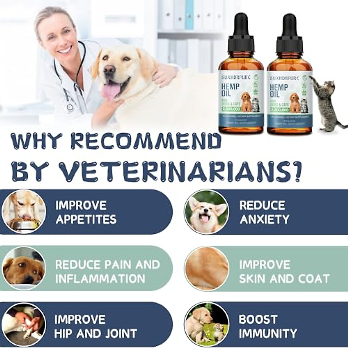 Natural Oil for Dogs and Cats - Natural Oil Drops with Omega Fatty Acids - Hip and Joint Support and Skin Health 240330148
