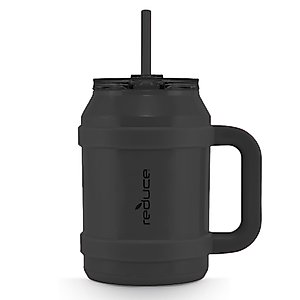 REDUCE Cold1 50 oz Reusable Mug Tumbler with Handle - Insulated Stainless Steel Water Bottle for Home, Office and Gym; Straw or Leakproof Flip Lid, Keeps Drinks Ice Cold All Day - Matte Phantom