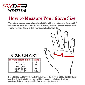 SKYDEER Full Genuine Deerskin Suede Leather Mittens with Pile Lining, Winter Gloves for Cold Weather Work and Ski (SD8677M/XL)