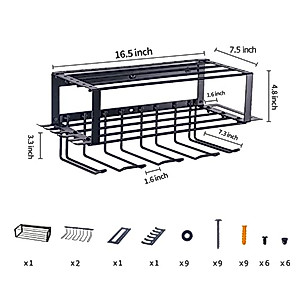 PLOSIF Power Tool Organizer, Ultra Heavy Duty Wall Mount Drill Holder 4 Layers Floating Shelves, Garage Shelving on Pegboard, Garage Organization and Storage Rack for Dad