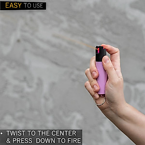 Police Magnum Mini Pepper Spray Self Defense Safety Tool- Strong Keyring Holder- Small discreet Canister Case- Made in The USA- 2 Pack 3/4oz Twist Lock Pink Sleeve Keyring