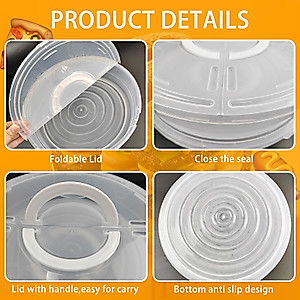 Wensdr 3 Packs 12in Clear Food Storage Container with Lid and Handle Pie Pizza Carrier Container Sets Reusable Two Sided Food Serving Keeper