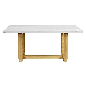 Pemberly Row Modern Rectangular White Marble Top Dining Table