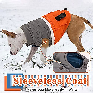 IKIPUKO Dog Winter Jacket, Reflective Dog Warm Coat Windproof Padded Doggie Coat with Pouch Dog Jacket with Harness Hole Puppy Cold Weather Coat for Small Medium Large Dogs(XS)