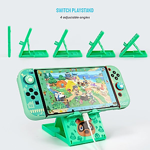 Gefacr GEFACR Case for Switch with Animal Crossing,Switch Accessories Bundle Carry Case & Protective Case Cover,Screen Protector & Thum green