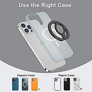 Magnetic Phone Ring Holder for The New iPhone 14/13 /12 Series or for MagSafe Case, Removable Magnetic Phone Grip, Adjustable Kickstand, Black