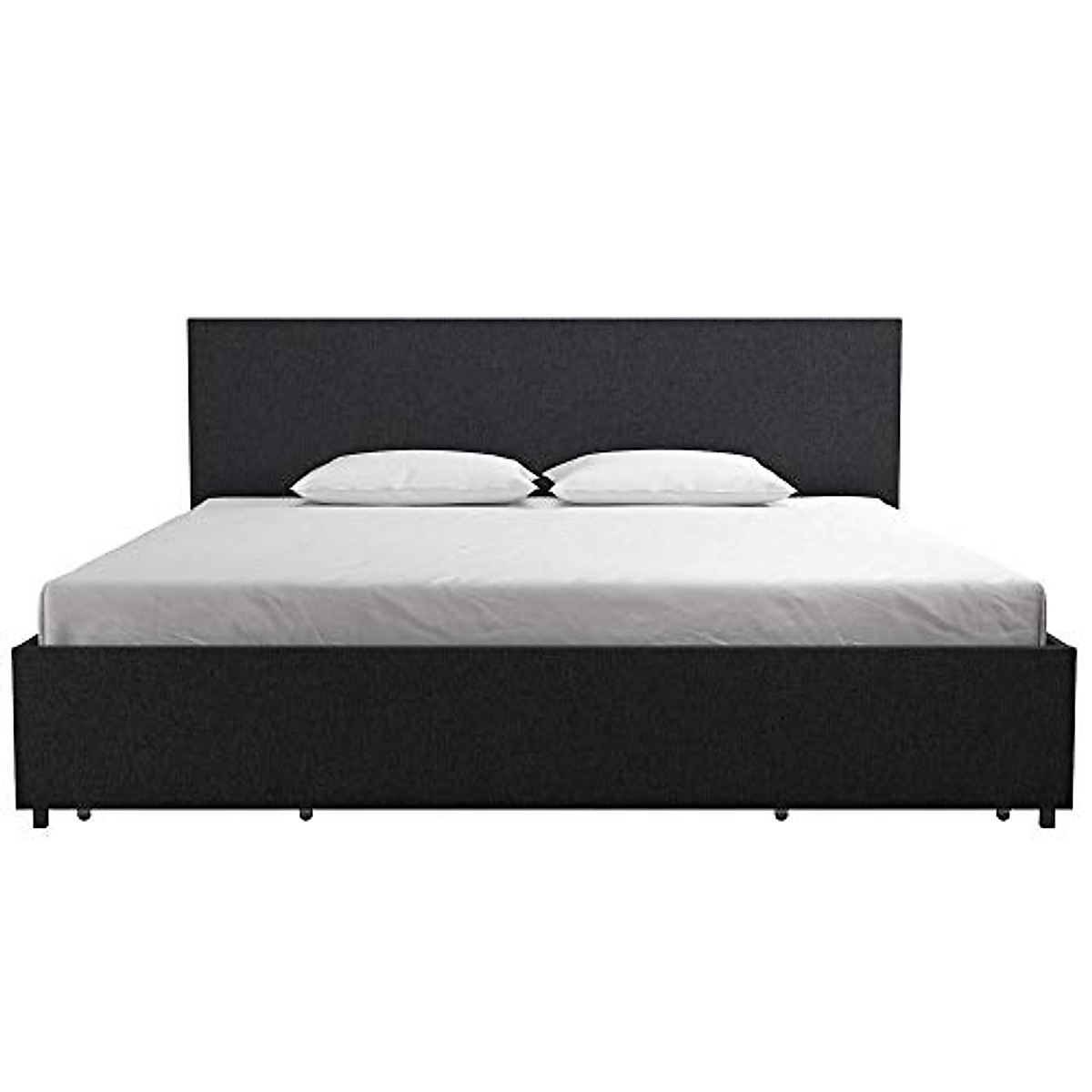 Novogratz Kelly Bed with Storage, King, Dark Gray Linen