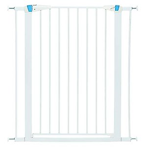 Pet Gate | 39" High Walk-thru Steel Pet Gate by 29" to 38" Wide in Soft White w/ Glow Frame, X-Tall