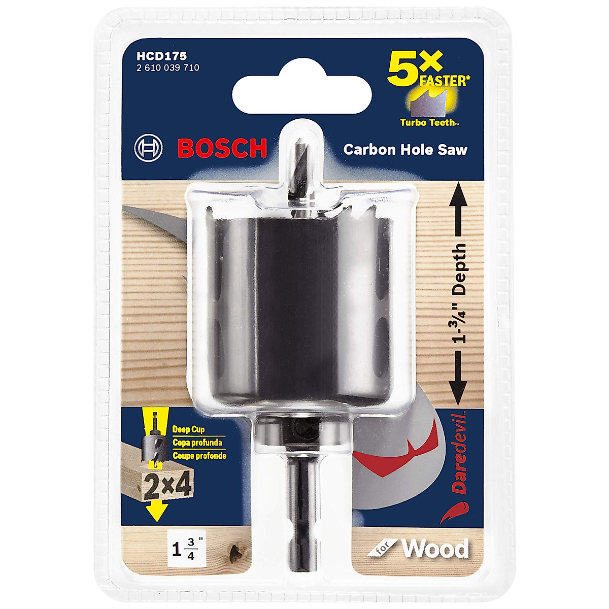 Bosch HCD175 1-3/4 In. Daredevil Wood Hole Saw with Arbor