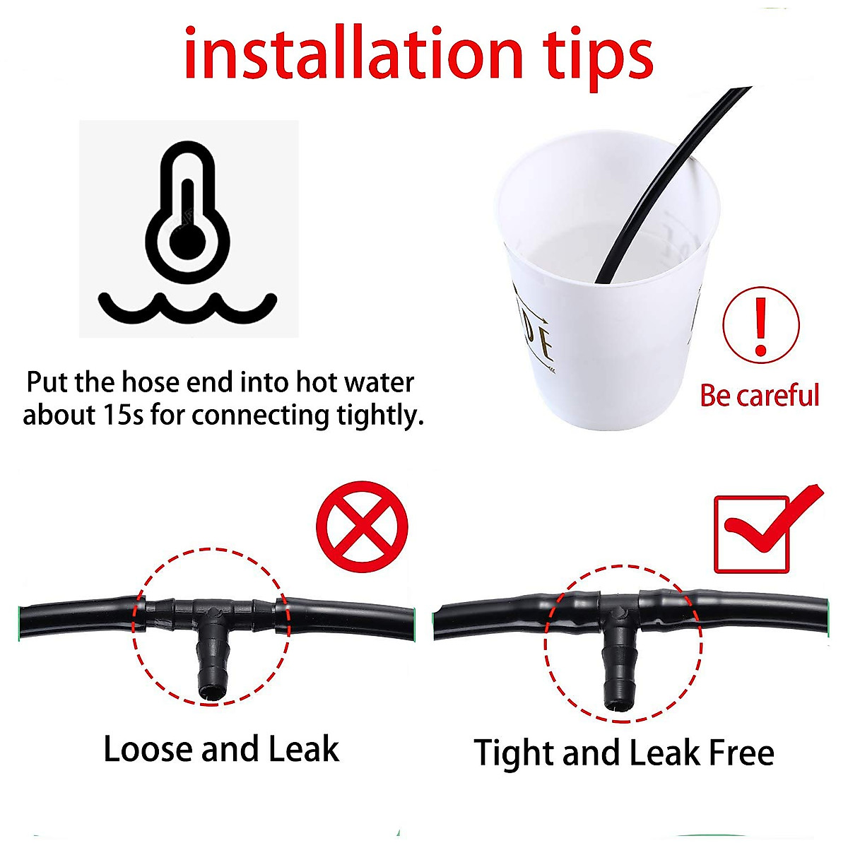 HOINCO 300Pcs Barbed Connectors Irrigation Fittings Kit, Drip Irrigation Barbed Connectors for 1/4 Inch Tube, for Flower Pot Garden Lawn (Elbows, End Plug, Straight Barbs, Tees, 4-Way Coupling)