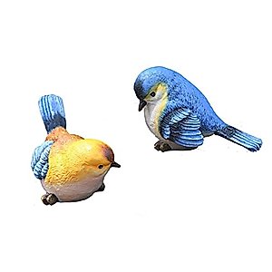 Reawes Bird Garden Statues Animal Welcome Sign Small Multicolor Statuary Ornament Figurine Mini Sculpture Art Home Decorations Blue Bird Statue Outdoor patios lawns Fairy Miniature